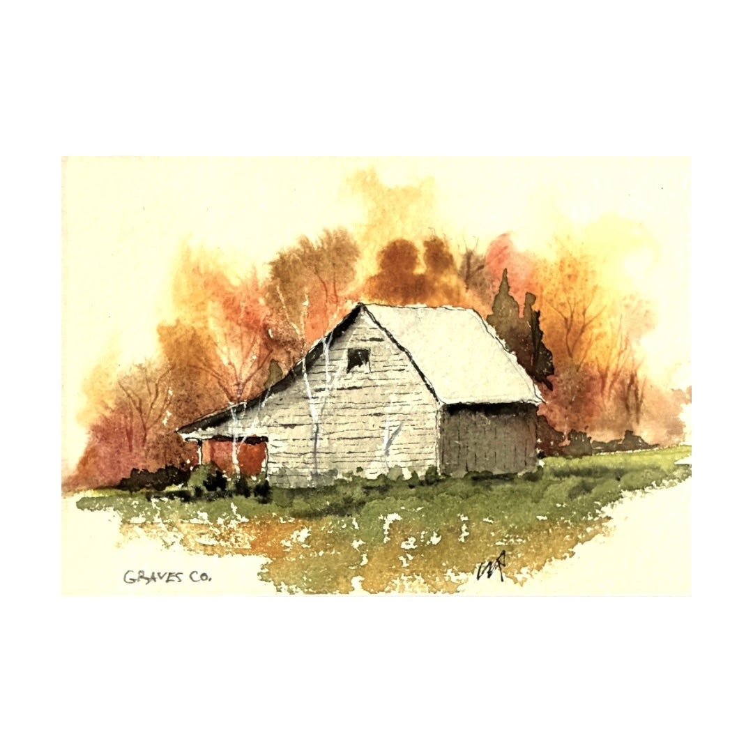 watercolour barn